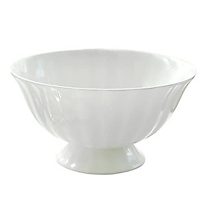 DOITOOL Ceramic Footed Bowl Round Bowl Dessert Display Stand Decorative Fruit Bowl Holder Dessert Bowl for Kitchen Counter Centerpiece Table Decor Fruit Tray ( White )