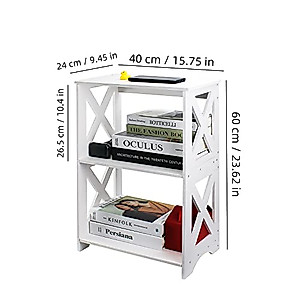 Lechay Small Side Table, White End Table Skinny Tables for Small Spaces Slim Nightstand Small Bookshelf for Bedroom Office