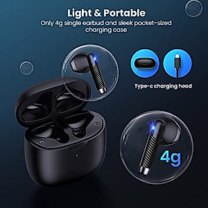 Wireless Earbuds Bluetooth 5.1 Headphones in Ear with Noise Cancelling Mic, Bluetooth Earbuds Stereo Bass, IP6 Waterproof Sports Earphones, 32H Playtime USB C Charging Ear Buds for Android iOS