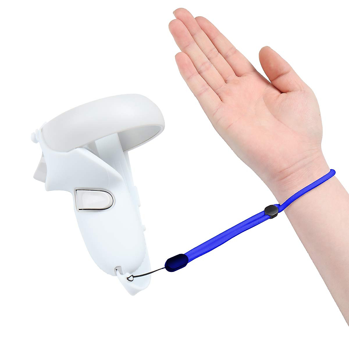 2021 Newest Soft Silicone Controller Skin Grip Cover Protector for Oculus Quest 2 with Paddy Backhand Strap No More Controllers Flying Out - Quest 2 Accessories by X-super Home (Quest 2, Blue)