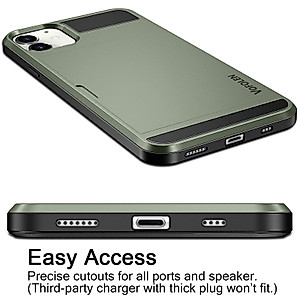 Vofolen Compatible with iPhone 12 Mini Case 5G Wallet Cover Credit Card Holder Slot Sliding Door Hidden Back Pocket Anti-Scratch Dual Layer Protective Shell Compatible with iPhone 12 Mini Army Green