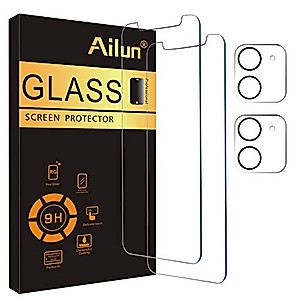Ailun 2 Pack Screen Protector for iPhone 12 Mini [5.4 inch] with 2 Pack Tempered Glass Camera Lens Protector,Tempered Glass Film,[9H Hardness]-HD