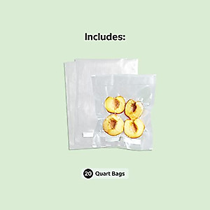FoodSaver 1-Quart Precut Vacuum Seal Bags with BPA-Free Multilayer Construction for Food Preservation, 20 Count