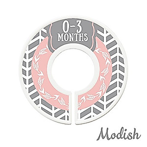 Modish Labels Baby Clothes Size Dividers, Baby Closet Organizers, Size Dividers, Baby Closet Organizers, Closet Dividers, Clothes Organizer, Girl, Woodland, Arrows, Tribal, Pink, Grey, Gray (Baby)