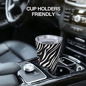 Zebra Print Tumbler with Lid and Straw 20oz Stainless Steel Car Cup for Hot and Cold Drinks, Double Wall Insulated Travel Coffee Mug Reusable Drink Thermos Cup Birthday Gifts