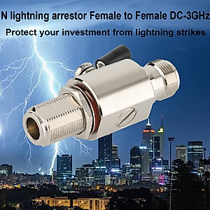 Whisary N Type Lightning Arrestor N Female to N Female Bulkhead DC-3GHz 90V Coaxial Lightning Arrester