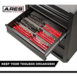 ARES 70751-34-Piece Socket Accessory Set - Includes Adapters, Universal Joints, Bit Holders, and Bits - Magnetic Organizer for Ideal Accessory Storage