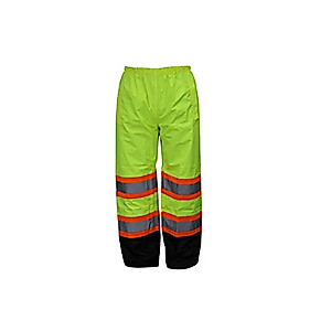 New York Hi-Viz Workwear RK Safety RW-CLA3-TLM55 Class 3 Rain suit, Jacket, Pants High Visibility Reflective Black Bottom with X pattern (Large, Lime)