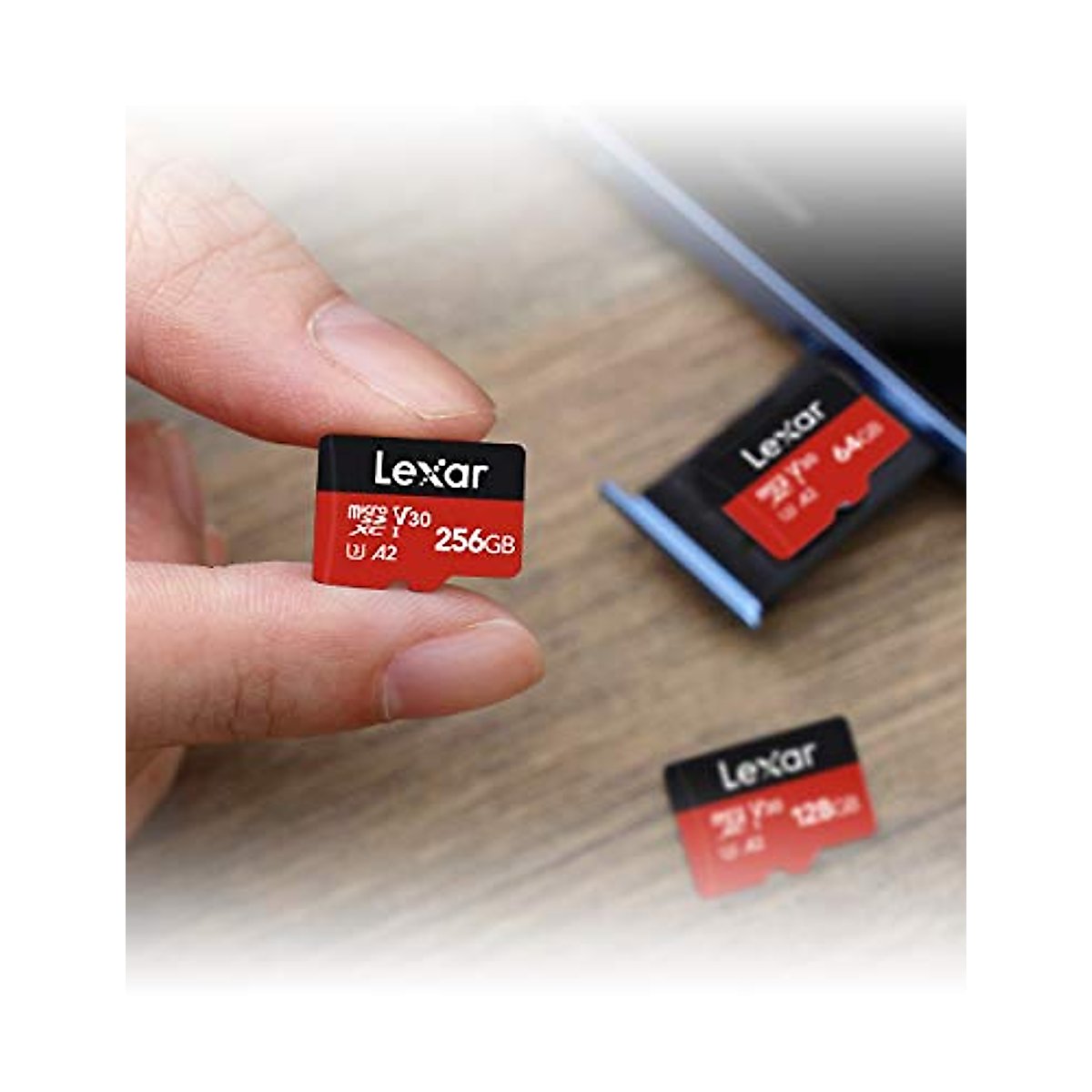 Lexar 256GB Micro SD Card, MicroSDXC Flash Memory Card with Adapter Up to 160MB/s, A2, U3, V30, C10, UHS-I, 4K UHD, Full HD, High Speed TF Card for Phones, Tablets, Drones, Dash Cam, Security Camera