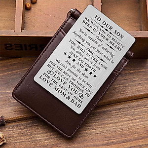 TGCNQ Gifts for Son - Son Steel Engraved Card - Son Inspirational Gifts from Mom Dad - Son Birthday Graduation Christmas Gifts from Parents