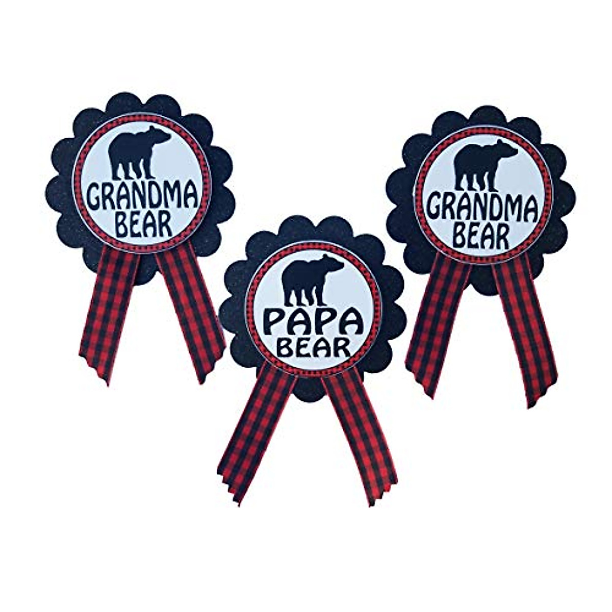 Lumberjack Party Baby Shower Sash & Pins Made In USA Woodland Mama Bear Mommy Daddy to Be Grandma Badges Button Buffalo Plaid