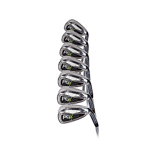 PGX Single Length Iron Set, 5-PW + AW (7 Clubs), Silver and Black