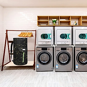 SUOVOCK laundry bag backpack, extra-large heavy duty laundry bags, laundry backpack for college students,Designed with reflective strips and ID Patches（Black CP）