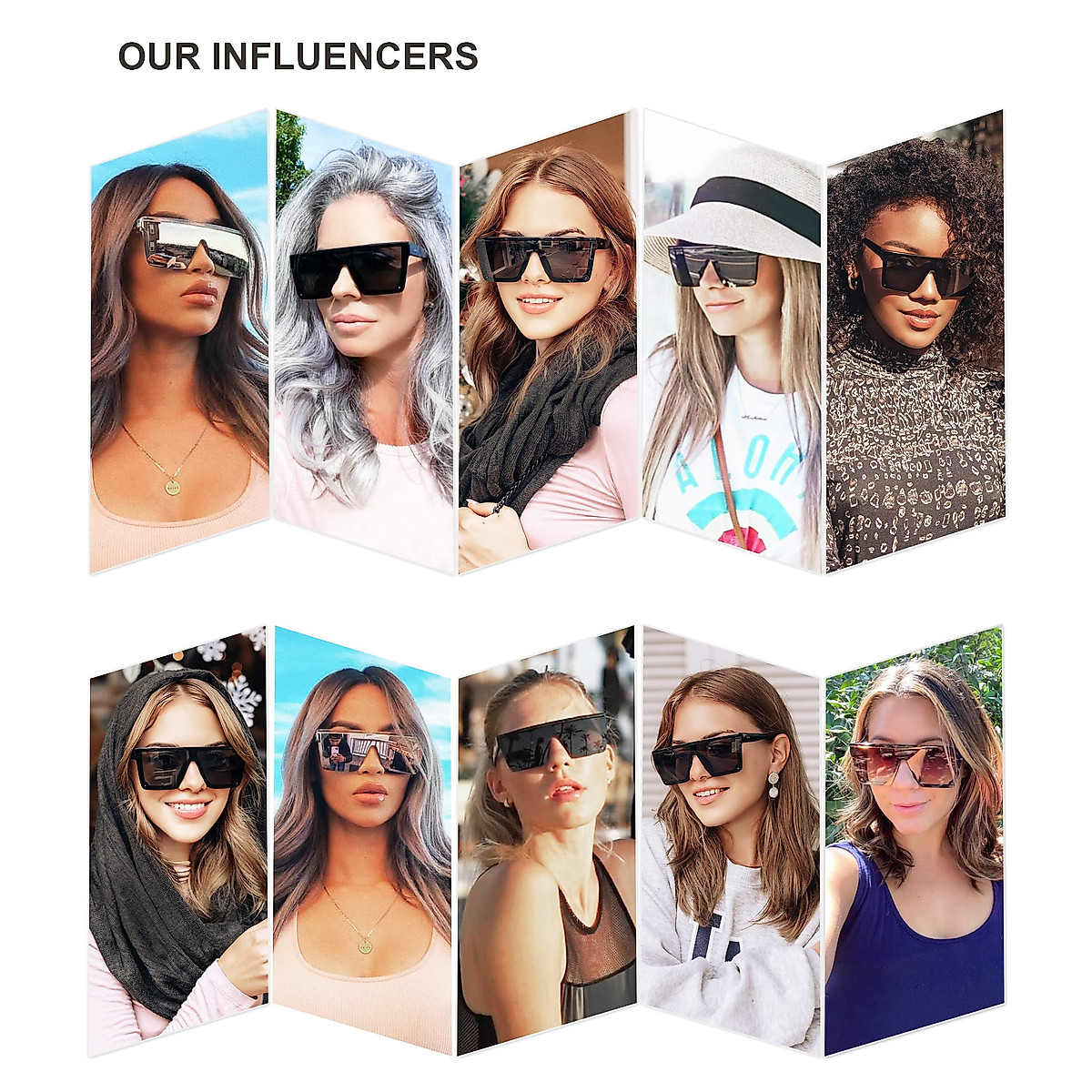 SOJOS Square Big Sunglasses Women Thick Frame Flat Top Mirrored Sunnies Shades Goggle Siamese Lens SJ2117 with Black Frame/Grey Lens