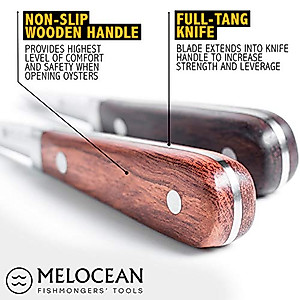 Oyster Shucking Knife Set of 2 - Professional Oyster Knife Shucker Clam Opener Kit in Lovely Box - Bonus Ebook and Brochure Included