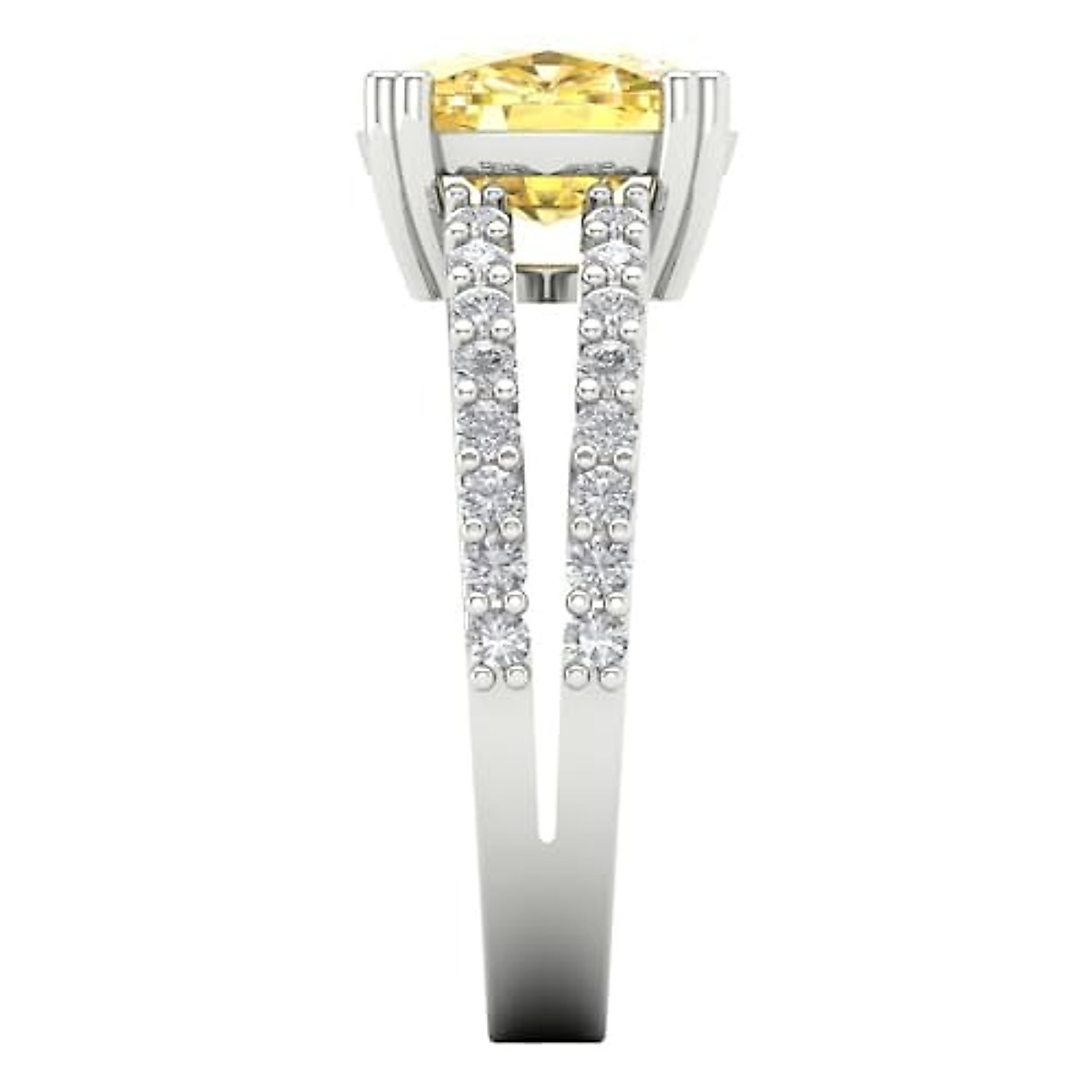 Clara Pucci 3.50 ct Cushion Cut Solitaire Genuine Yellow Simulated Diamond Engagement Promise Anniversary Bridal Ring 18K White Gold 9.25