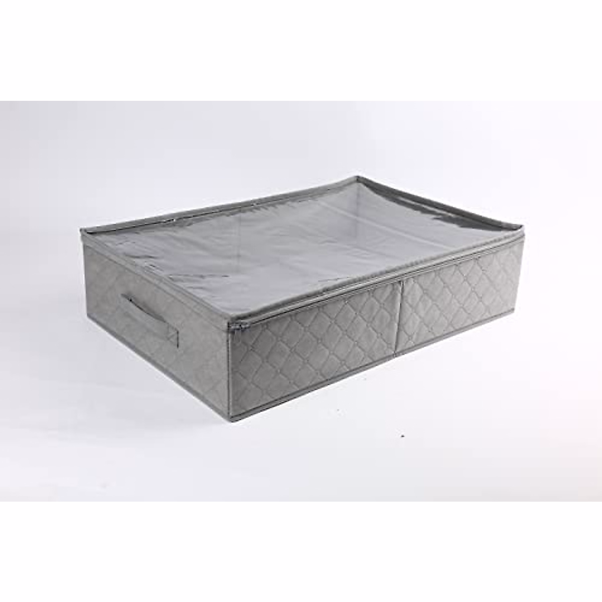 Foldable Underbed Storage Bags, Closet Organizers and storage bins, Clothes Blankets Organizer, with Clear Window and Reinforced Handles, 24” x 16” x 6", Gray, Pack of 2