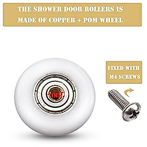 Atoplee 4 pcs Shower Door Rollers Runners Wheels - Replacement Part Bathroom Glass Door Runner Sliding Shower Door Roller Wheel (Roller Diameter 19mm)