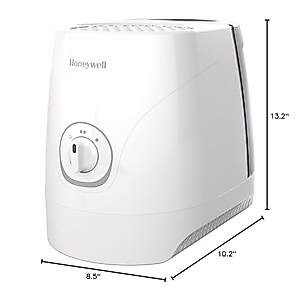 Honeywell Cool Moisture Humidifier White Ultra Quiet with Auto Shut-Off, Variable Settings & Wicking Filter for Small to Medium Rooms, Bedroom, Baby Room