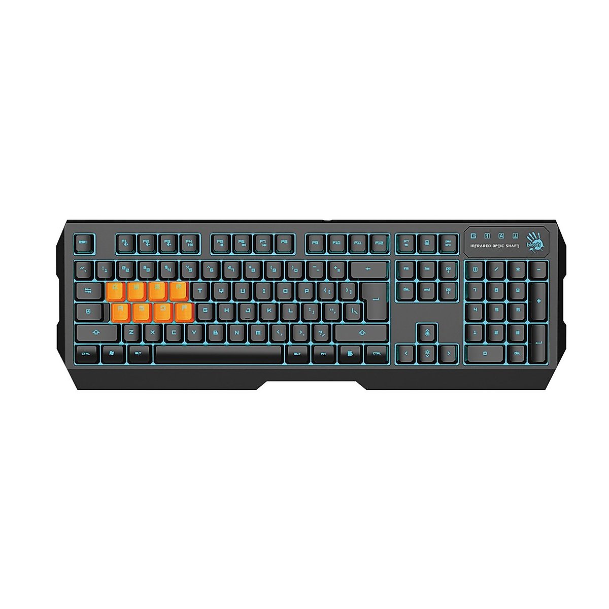 BLOODY B188 8-Key Light Strike (LK) Optical Mechanical Gaming Keyboard – Tri-Color LED Backlit – Smooth/Linear Black Switch