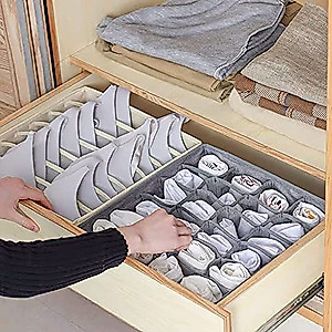 3 Pack Foldable Drawer Organizers ,Socks and Underwear Organizer , Storage Box for Clothes, Handkerchiefs, Ties and Bras (apricot)