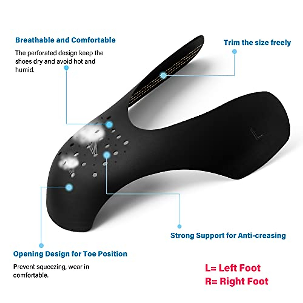 YOLOPARK Shoe Crease Protector for Air Force Shoes, 4 Pairs Shoe Anti Creases Guard to Prevent Sneaker Creases for Men's 7.5-13 Women's 5-9 (Women's US Size 5-9)