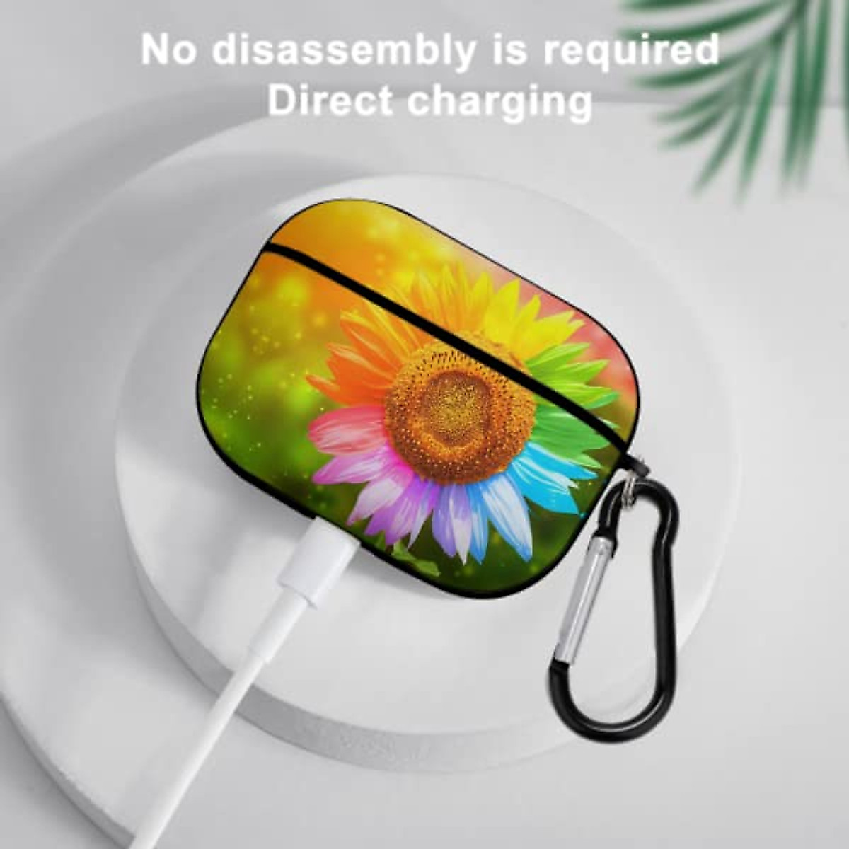 Custom Air-Pods Case Personalized Photo Logo Name Hard Case Cover for Airpods Pro with Portable Keychain Airpod Protective Accessories Gift for Men Women Gold Border