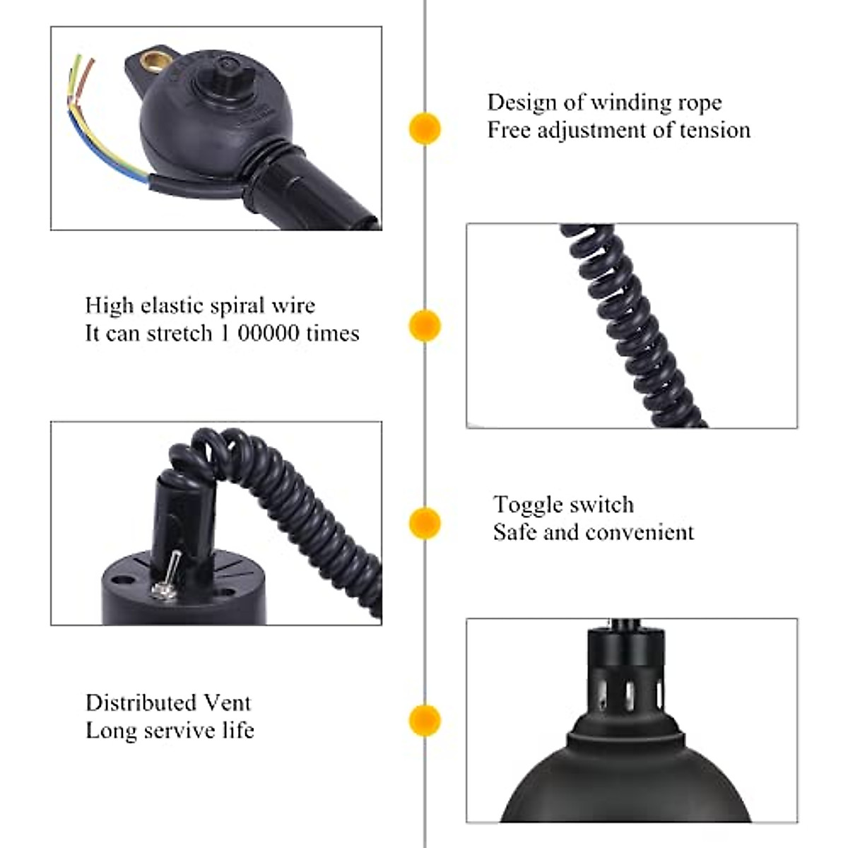 JIAWANSHUN Food Warmer Lamp Food Heat Lamp Warmer Bulb 250W Commercial Food Warmer Adjustable Hanging Food Heat Lamps Heating Lamp Restaurant Food Service Food Warming Pizza Warmer (Black) 110V