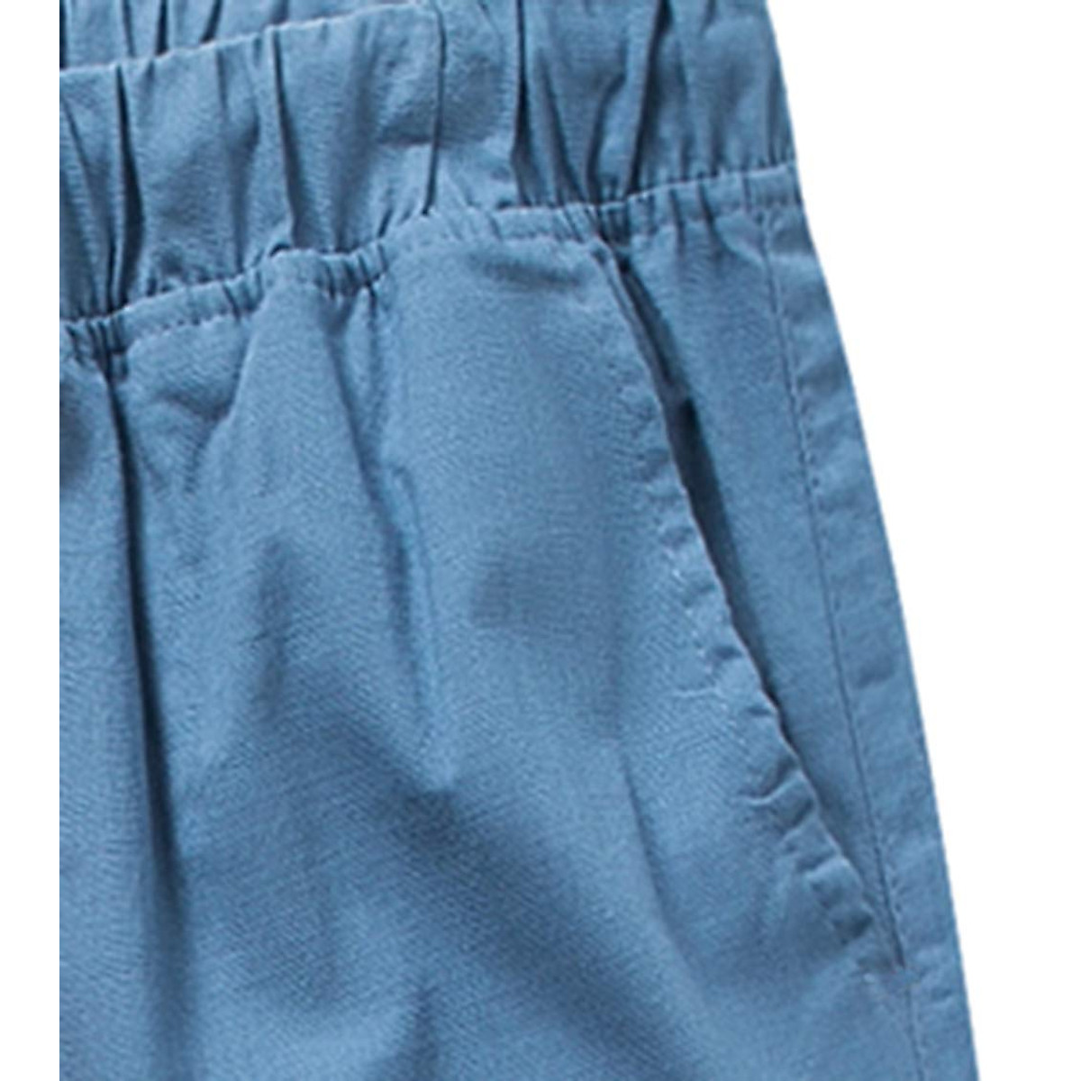 SIR7 Men's Linen Casual Lightweight Drawstrintg Elastic Waist Summer Beach Pants Denim Blue XL