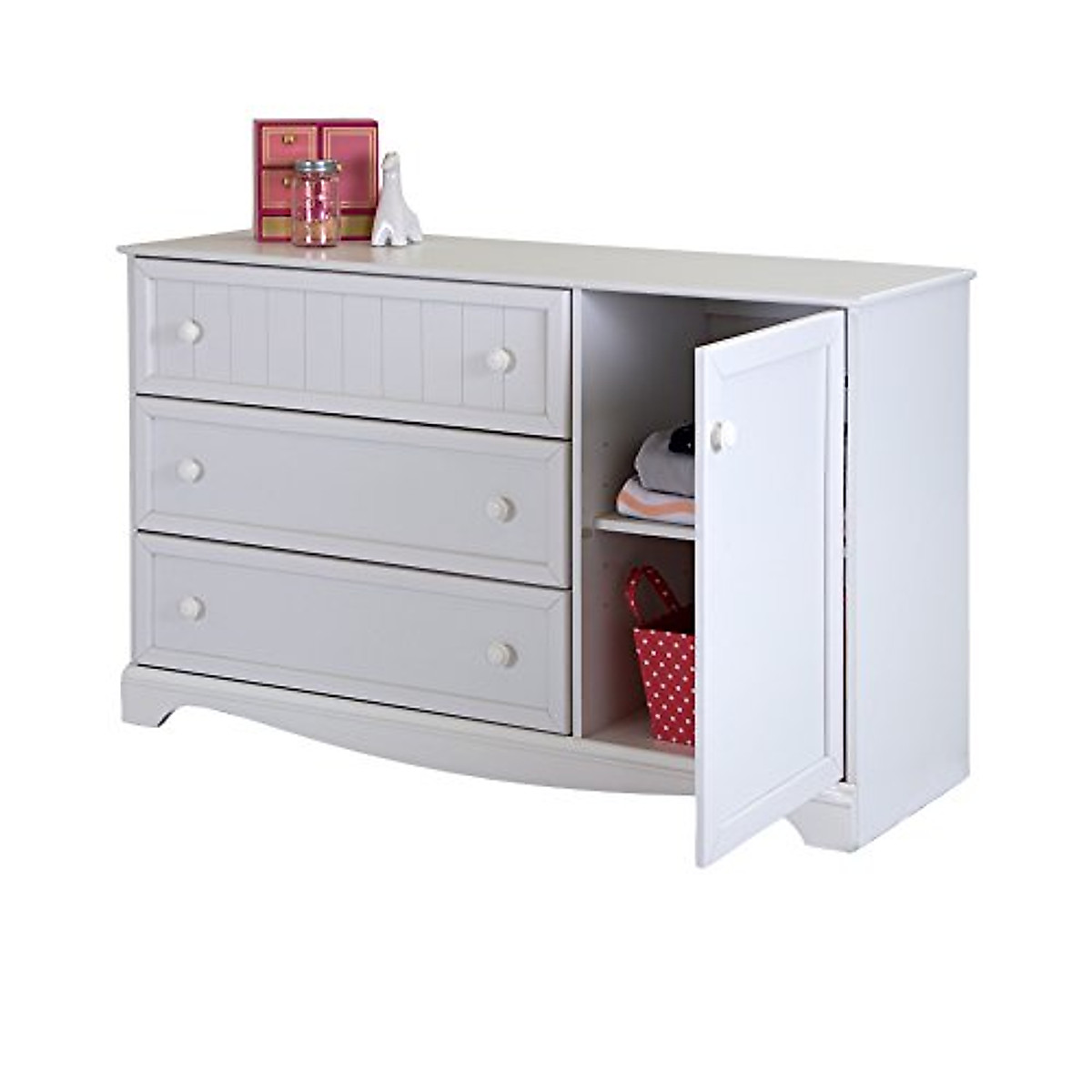 South Shore Savannah 3-Drawer Dresser with Door, Pure White