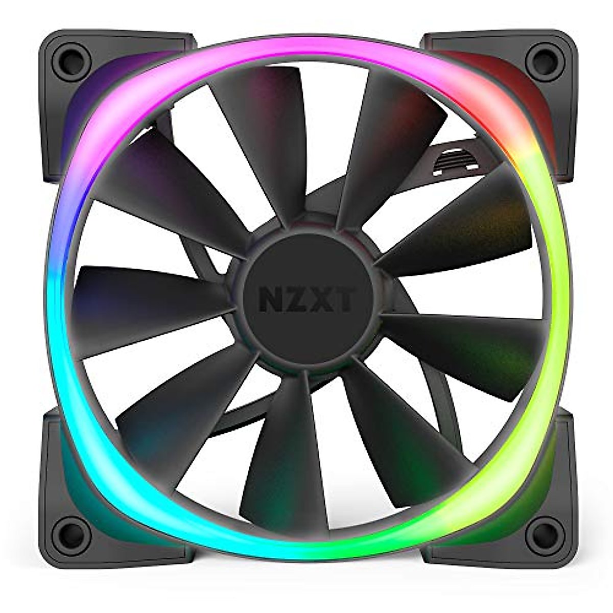 NZXT AER RGB 2-140 mm - HF-28140-B1 - Advanced Lighting Customizations - Winglet Tips - Fluid Dynamic Bearing - LED RGB PWM Fan for NZXT RGB - Single (Lighting Controller Required & NOT Included)