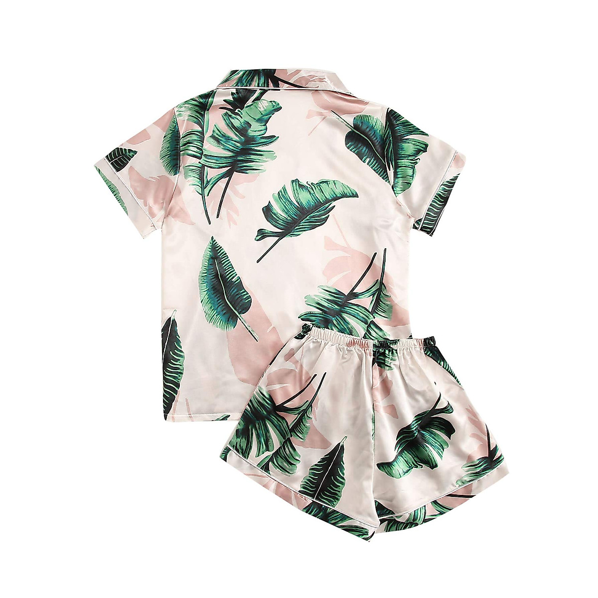 Floerns Women's Notch Collar Print Sleepwear Two Piece Pajama Set A Multi Print M