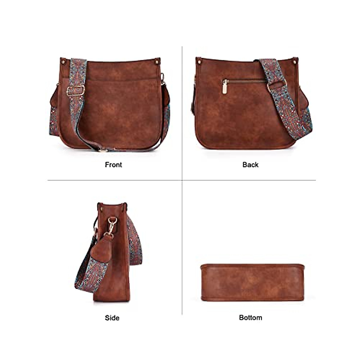 Caitina Cross Body Bag Vegan Leather Hobo Handbags Designer Crossbody Purses Bucket Bag For Women with 2 Adjustable Strap(Dark Brown)