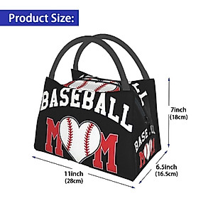 Baseball Mom Insulated Lunch Box Cooler Tote Bag Organizer Bag For Women