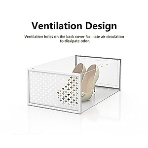 Pinkpum 12 Pack Shoe Storage Boxes, Clear Stackable Shoe Containers for Closet, Sneaker Storage Fit for Size 11 (Large)