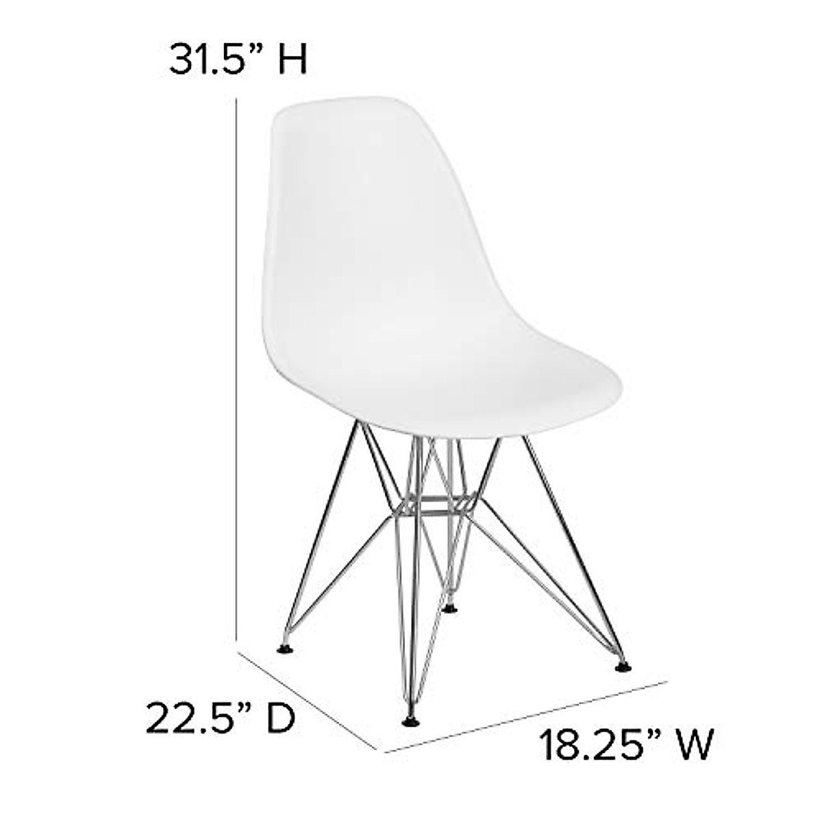 Flash Furniture 2 Pack Elon Series White Plastic Chair with Chrome Base