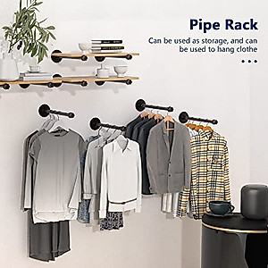Omsaca 4 Pcs 12 Inch Industrial Pipe Clothes Racks, Floating Shelf Bracket, Wall Mount Closet Rod For Hanging Clothes, Small Garment Rack For Indoor And Boutique Store Clothing Display-Pipe Cap