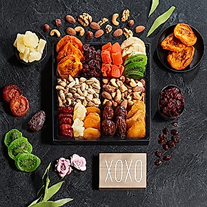 Dried Fruit & Mixed Nuts Gift Basket Easter Arrangement Platter, Gourmet Food Bouquet Birthday Care Package, Healthy Kosher Snack Box - Her Him - Snackberry (12 Variety)