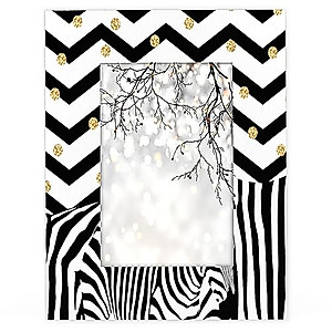 Pardick Zebra Stripe 5x7 Picture Frame, Zebra Polka Dots Wooden Photo Frame for Wall Mounting or Tabletop Living Room Bedroom Home Decor