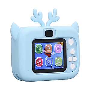 20MP Kid Camera, 2 Inch Color Display Timer Video 1080P USB Digital Camera with Card Reader for School (Blue+White)