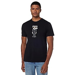 Karl Lagerfeld Paris mens Kocktail Karl Short Sleeve Crew Neck T-shirt T Shirt, Black, Medium US