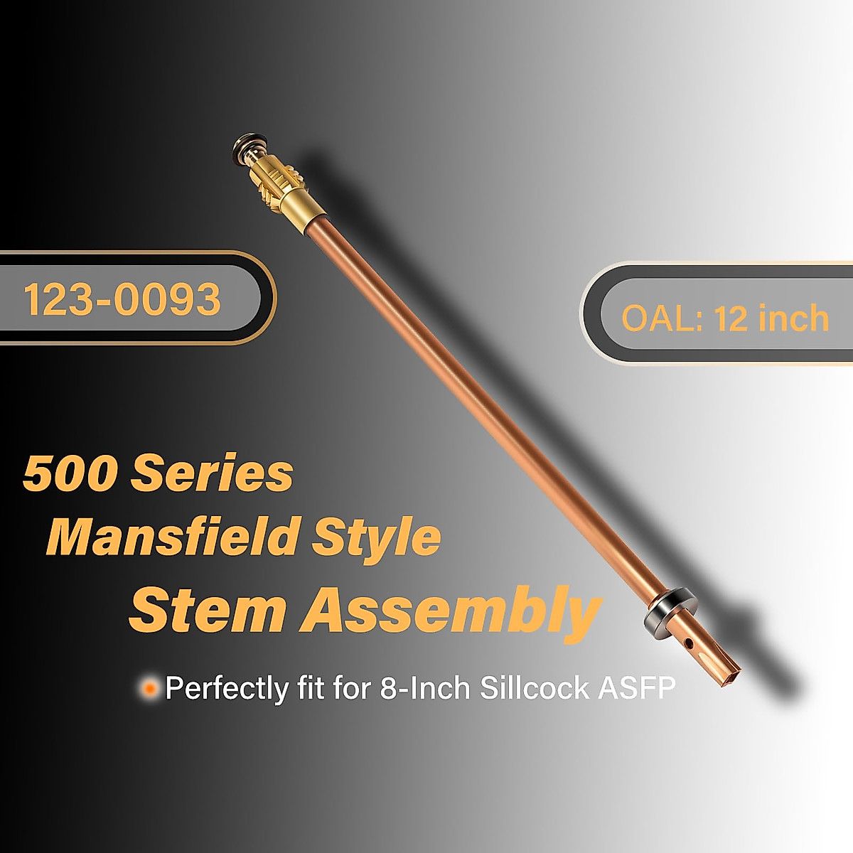 Upgrade Version 123-0093 500 Series Mansfield Style Stem Assembly For 8-Inch Sillcock ASFP Prevent Leakage (Overall length 12")