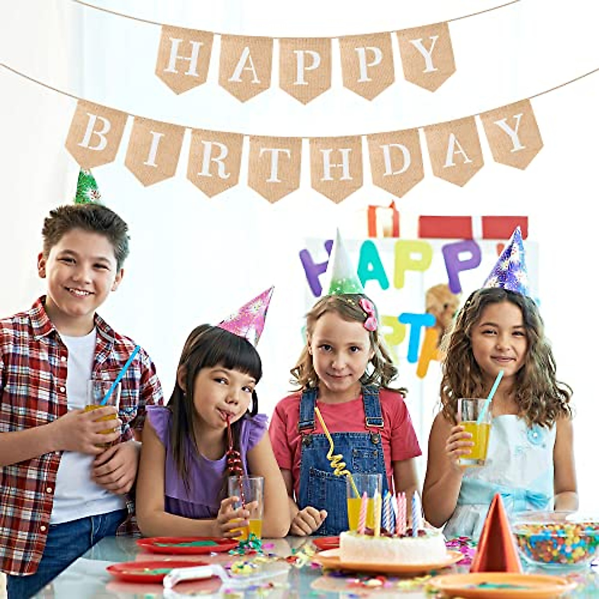 WATINC 26pcs DIY Burlap Banner with 26 Letter Stencil Kit, DIY Alphabet Banners Name Sign Burlap Flags Garland Handwriting Bunting for Party Decoration Wedding Birthday Wall Home Decor Supplies