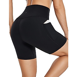 VANTONIA Biker Shorts for Women High Waist - 6'' Womens Gym Workout Yoga Shorts with Pockets Spandex Shorts Black X-Small