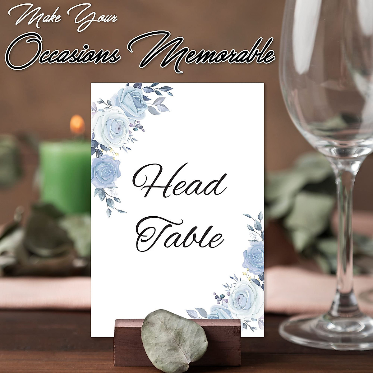 30 pc Table Numbers, Wedding Table Numbers, Table Number Cards with Blue Floral Border Print, Black Table Numbers for Wedding Reception 1-30, 4x6 Inches Table Numbers for Wedding