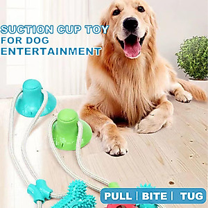 Dog Chew Suction Cup Tug of War Toy, Interactive Dog Toy, Puppy Teething Chew Toys, Dog Chew Toy, Boredom Chews Bone (Blue Upgrade)