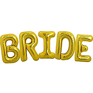 TONIFUL 40 Inch Large Gold Bride Balloons, Giant Jumbo Helium Foil Mylar Big Bride Balloons Banner for Wedding Marriage Bridal Shower Engagement Bride To Be Party Decorations and Supplies