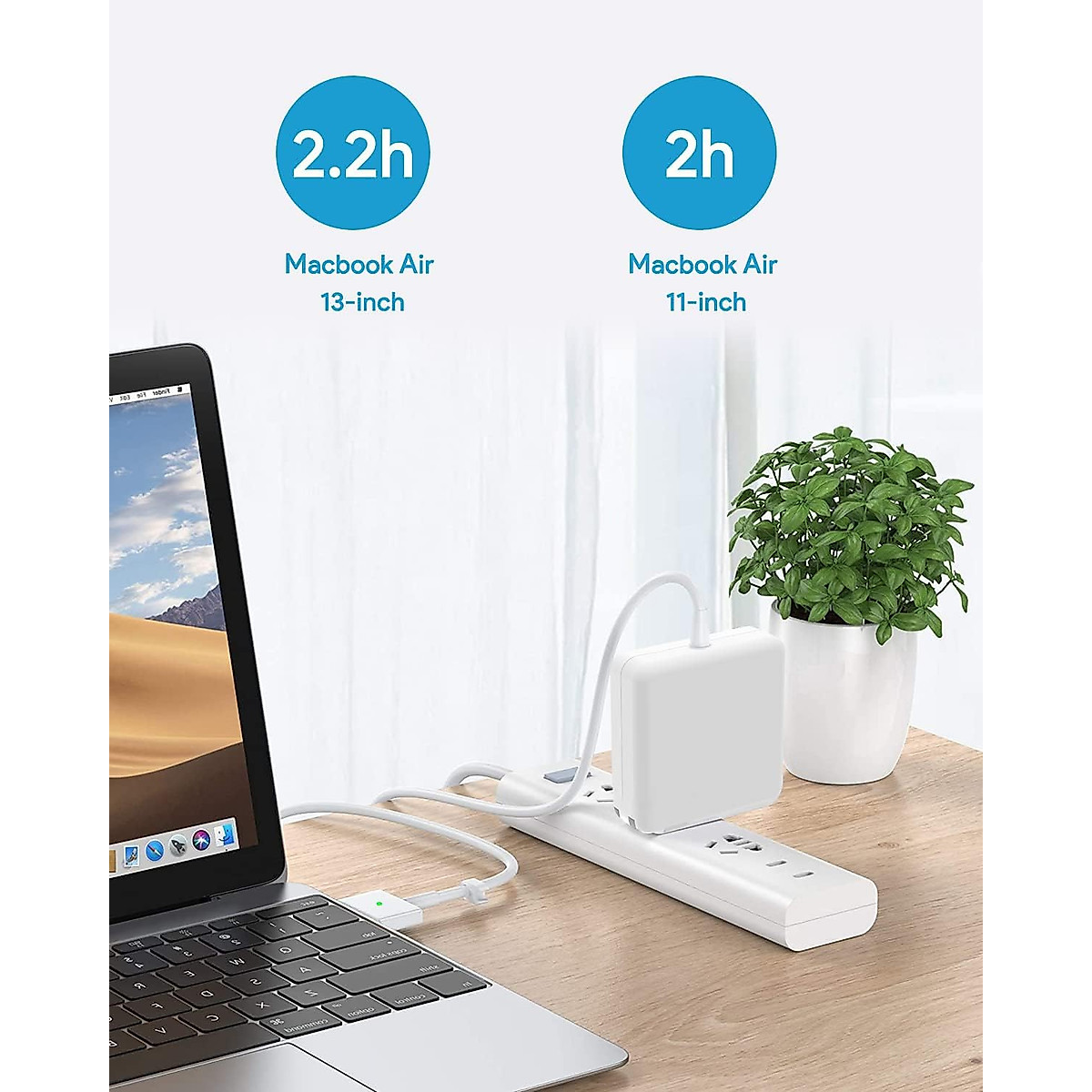 Mac Book Air Charger, 45W Magnetic Mag2 T-Tip Laptop Charger Suitable for Mac Book Air 11 inch and 13 inch After Mid 2012(Applicable to 2012-2017)