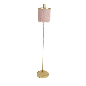 Decor Therapy Framboise Fringe Shade Floor Lamp, Gold Leaf