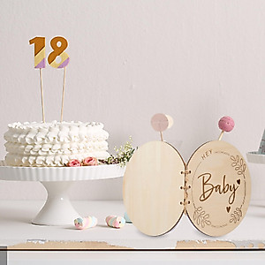 Fuceury Wood Baby Shower Guest Book, Oh Baby Guest Advice Book with Blank Pages Baby Shower Sign in Guest Book for New Parents